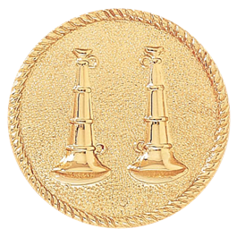 Blackinton A2866 Captain Hat Badge w/ Two Vertical Horns & Rope Rim