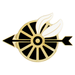 Motor Wing Lapel Pin. Gold with Black Enamel Panels and White Wings.